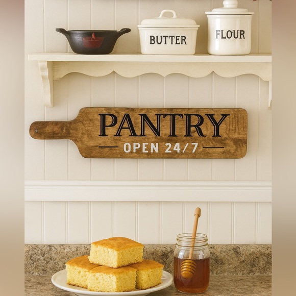 Wall Decor | Wood Pantry Sign A Rustic Farmhousestyle Kitchen Wall ...